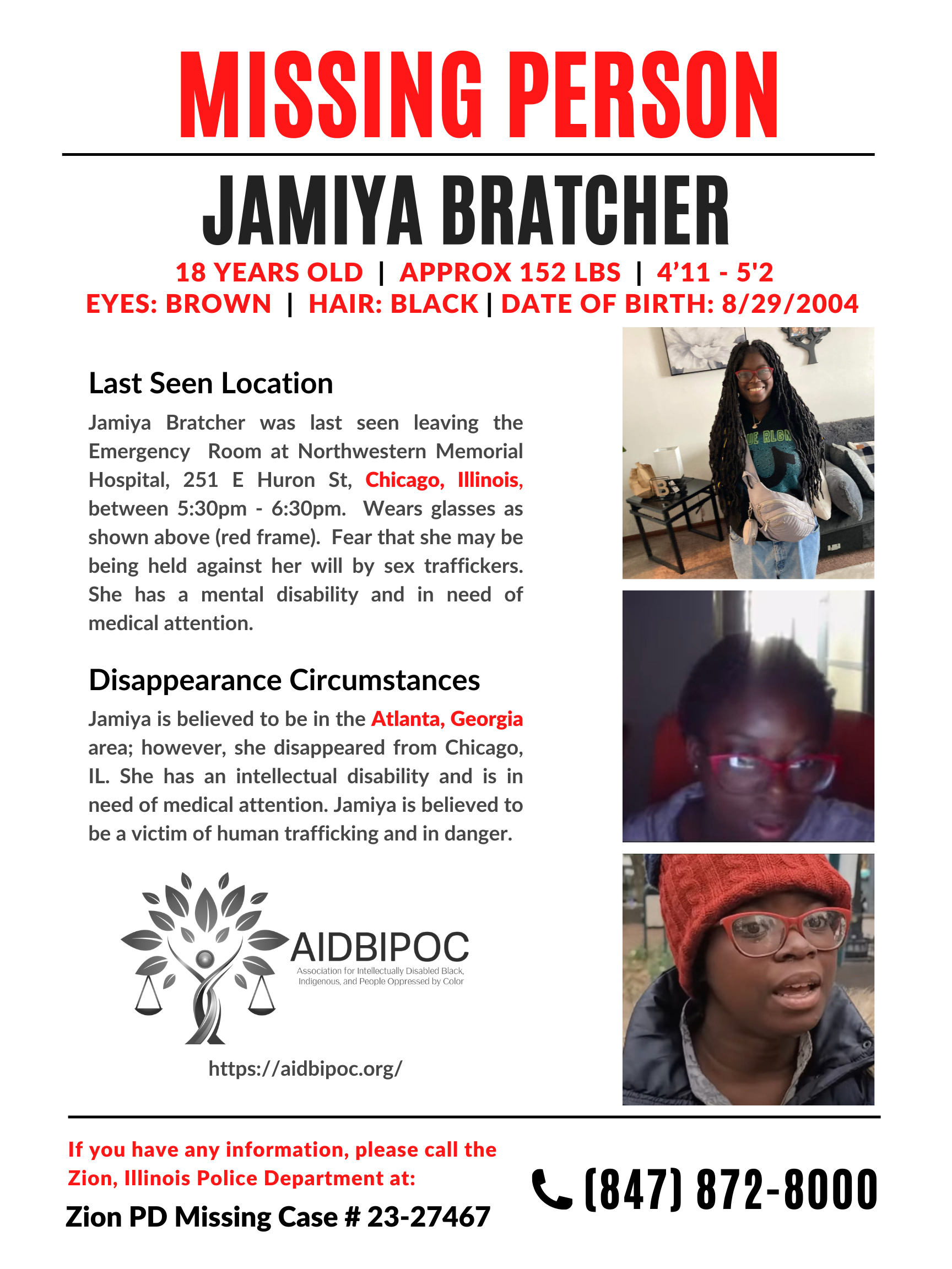 Jamiya Bratcher Has Been Found | AIDBIPOC